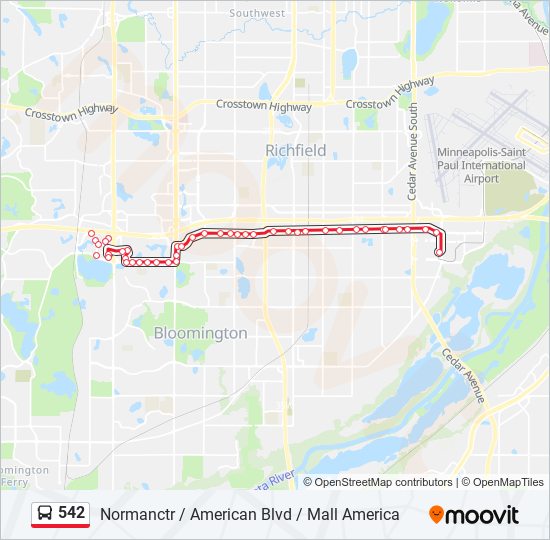 542 Route: Schedules, Stops & Maps - Normanctr / American Blvd / Mall ...
