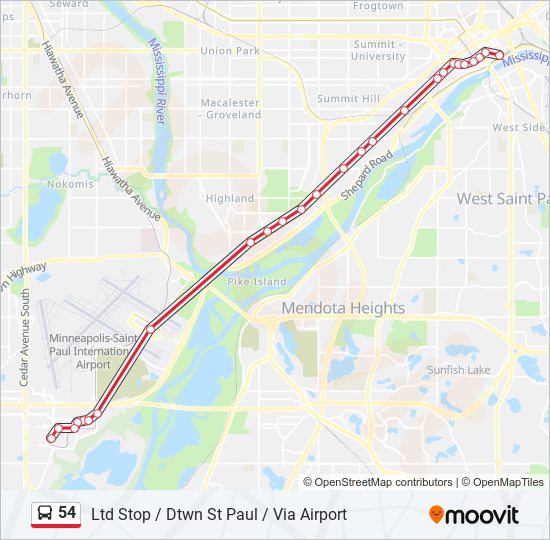 54 Route: Schedules, Stops & Maps - Ltd Stop / Dtwn St Paul / Via ...