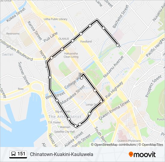 Ruta 151: horarios, paradas y mapas - Chinatown - Kuakini (Actualizado)