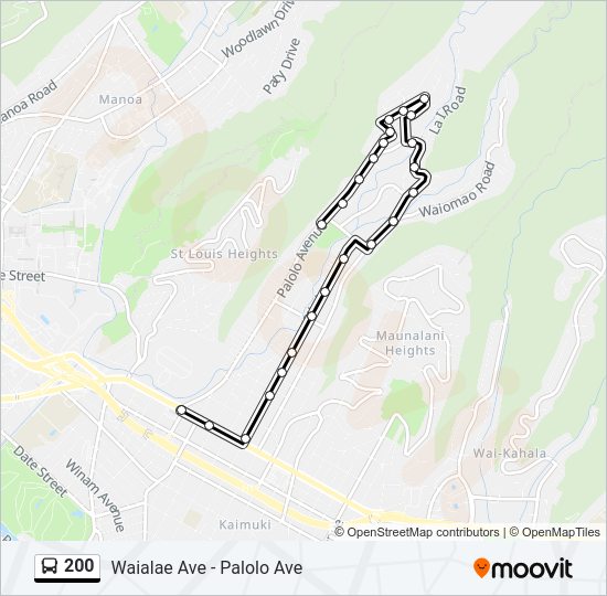 200 Route: Schedules, Stops & Maps - Waialae Ave - Palolo Ave (Updated)