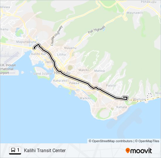 1 Route: Schedules, Stops & Maps - Kalihi Transit Center (Updated)