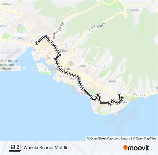 2 Route: Schedules, Stops & Maps - Waikiki - Kahala Mall (Updated)