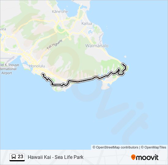 23 Route: Schedules, Stops & Maps - Hawaii Kai - Sea Life Park (Updated)