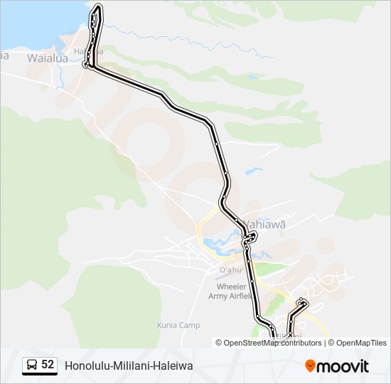 52 Route: Schedules, Stops & Maps - Wahiawa - Haleiwa (Updated)