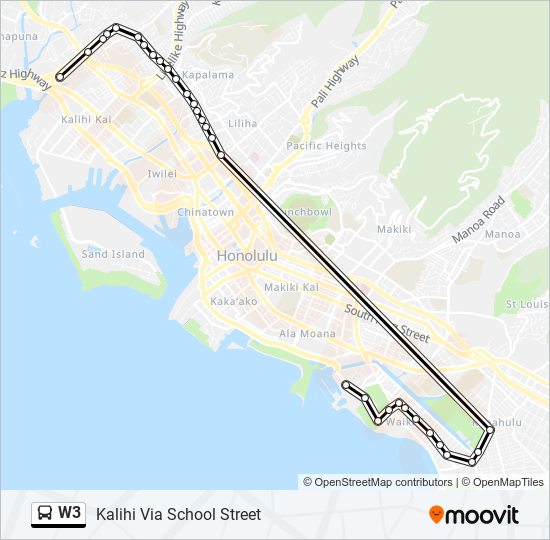 w3 Route: Schedules, Stops & Maps - Kalihi Via School Street (Updated)