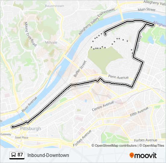 87 Route: Schedules, Stops & Maps - Inbound-Downtown (Updated)