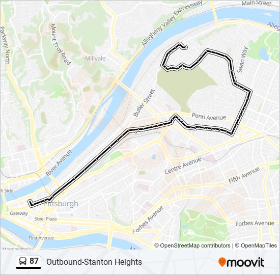 87 Route: Schedules, Stops & Maps - Outbound-Stanton Heights (Updated)