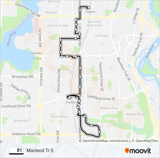 81 Route: Schedules, Stops & Maps - Macleod Tr SE - South (Updated)