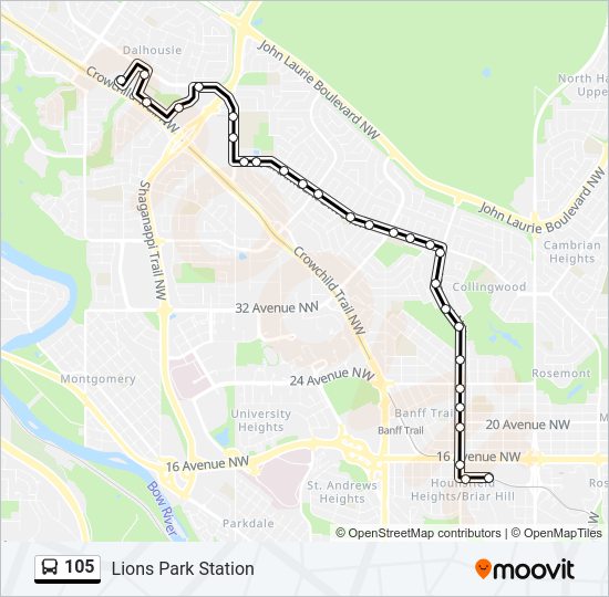 105 Route: Schedules, Stops & Maps - Lions Park Station (Updated)