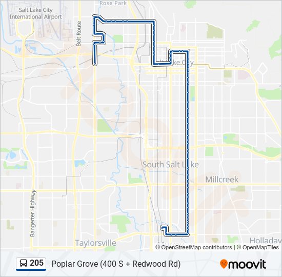 205 Route: Schedules, Stops & Maps - Poplar Grove (400 S + Redwood Rd ...