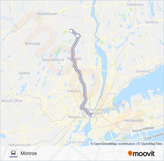 Ruta shortline hudson: horarios, paradas y mapas - Monroe (Actualizado)