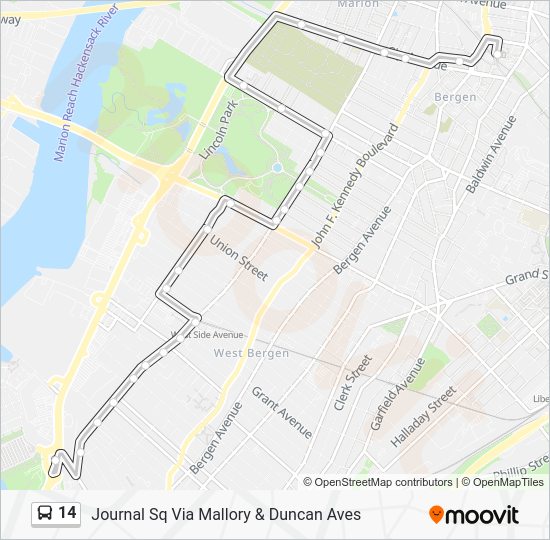 14 Route: Schedules, Stops & Maps - Journal Sq Via Mallory & Duncan ...