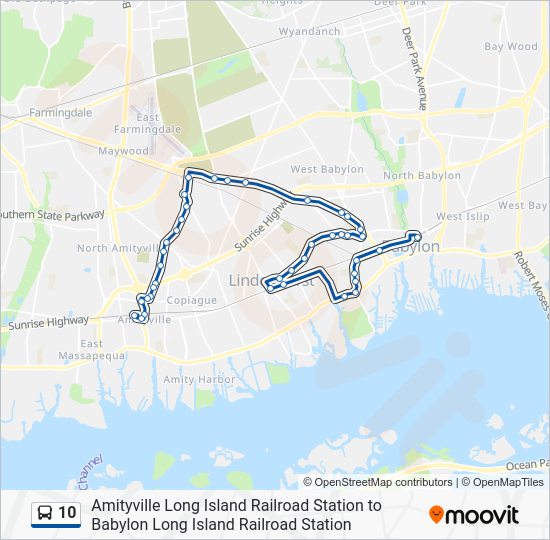 10 Route: Schedules, Stops & Maps - Amityville Railroad Via North ...