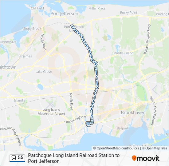 55 Route: Schedules, Stops & Maps - Patchogue Railroad Via Nys 112 ...
