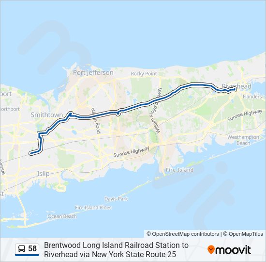 58 Route: Schedules, Stops & Maps - Brentwood Railroad Via Nys 25 (Updated)