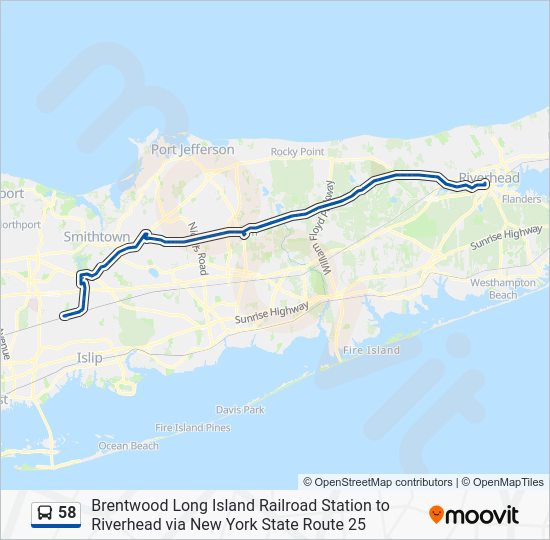 58 Route: Schedules, Stops & Maps - Brentwood Railroad Via Nys 25 (Updated)