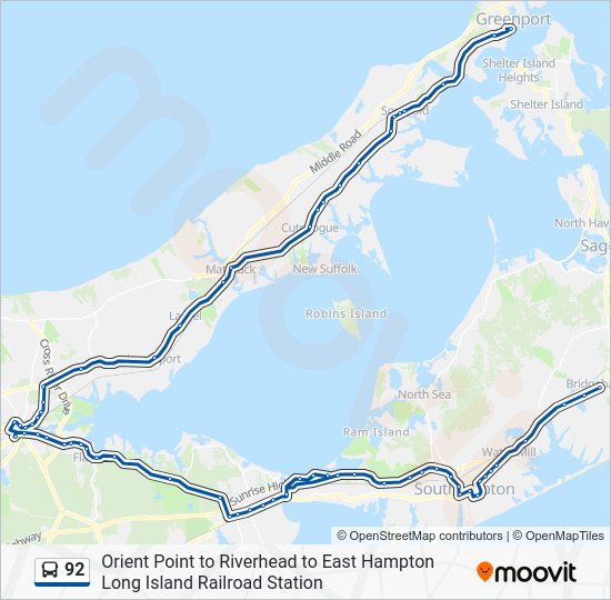92 Route: Schedules, Stops & Maps - Bridgehampton Via Riverhead ...