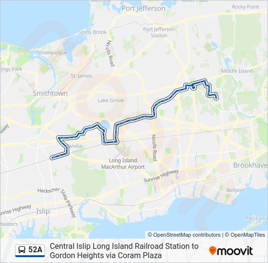 52A Route: Schedules, Stops & Maps - Central Islip Railroad Via Coram ...
