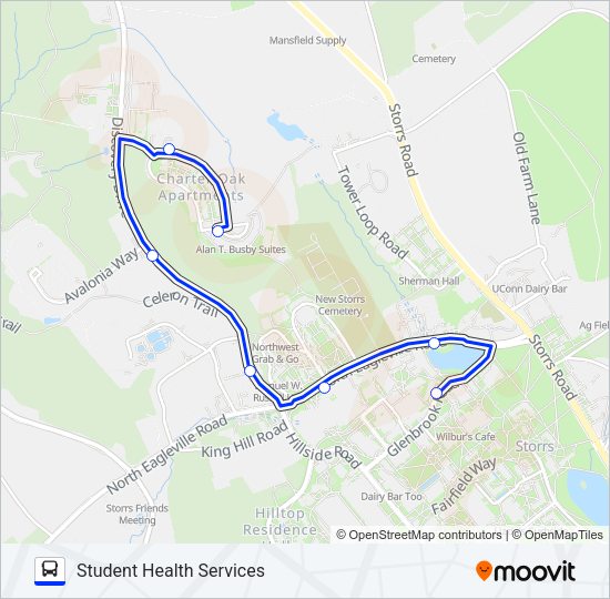 BLUE Route: Schedules, Stops & Maps - Student Health Services (Updated)