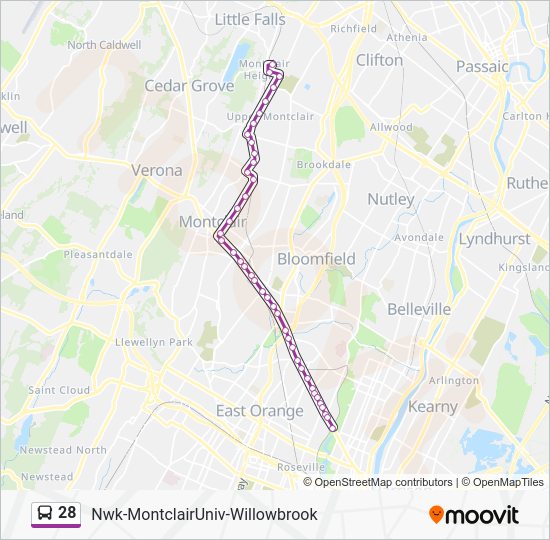 28 Route: Schedules, Stops & Maps - Newark Lt Rail Bloomfield Ave ...