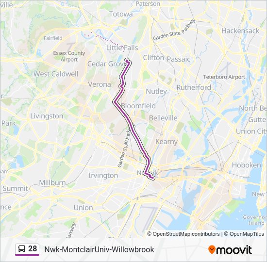 28 Route: Schedules, Stops & Maps - Nwrk Penn Sta Montclair St_U (Updated)