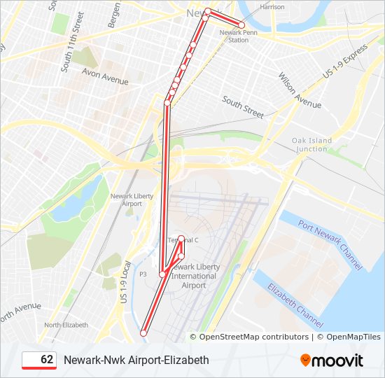 62 Route: Schedules, Stops & Maps - Newark Airport Terminals A-B-C ...