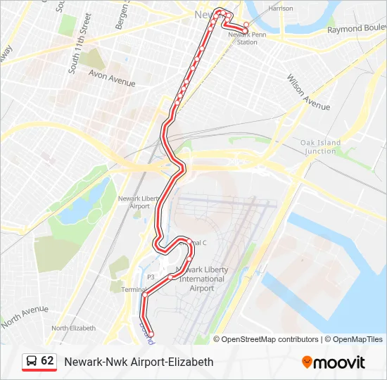 62 Route: Schedules, Stops & Maps - Newark Penn Via Airport & Fedex ...