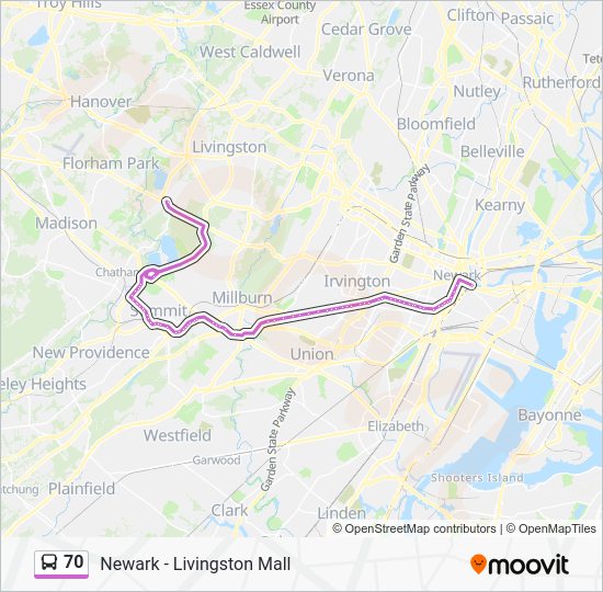 70 Route: Schedules, Stops & Maps - Livingston Mal Via Vauxhall (Updated)