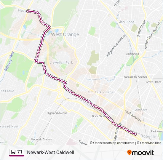 71 Route: Schedules, Stops & Maps - West Orange Eaglerock Av (Updated)