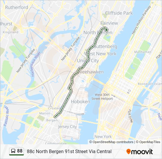 88 Route: Schedules, Stops & Maps - 88c North Bergen 91st Street Via ...