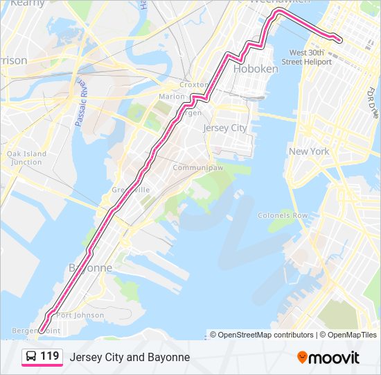 119 Route: Schedules, Stops & Maps - Jersey City and Bayonne (Updated)