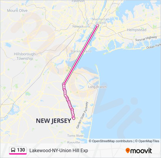 130 Route: Schedules, Stops & Maps - Un Hill Exp Lakewood Via Freehold ...