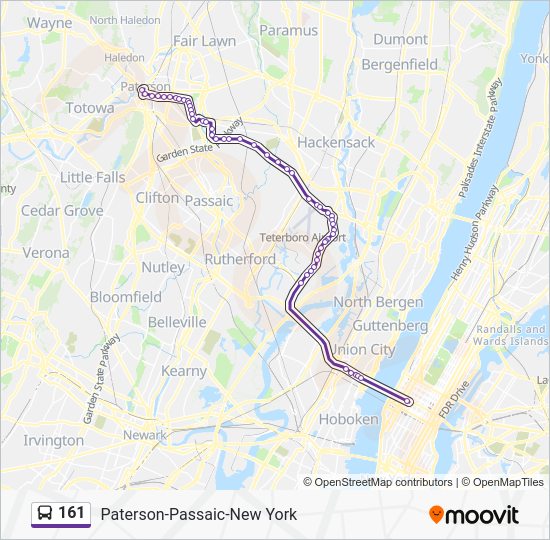 161 Route: Schedules, Stops & Maps - Paterson Via Union City (Updated)