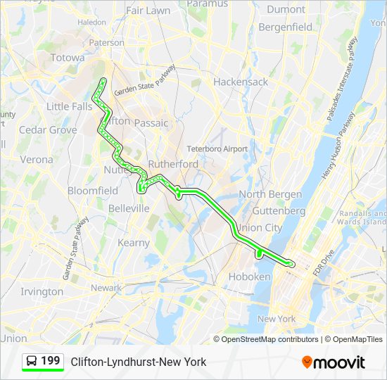 199 Route: Schedules, Stops & Maps - Clifton Via Nutley (Updated)