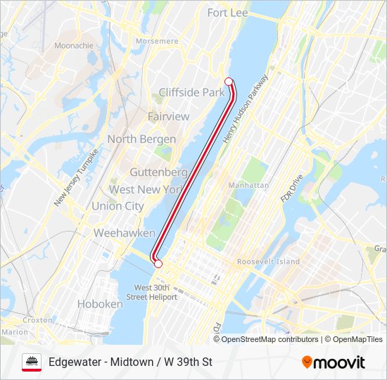 Ruta EDGEWATER MIDTOWN W 39TH ST: horarios, paradas y mapas - Edgewater ...