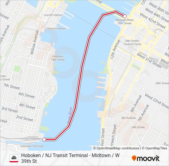 Ruta hoboken nj transit terminal midtown w 39th st: horarios, paradas y ...