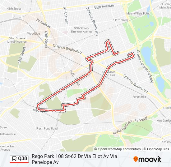 q38 Route: Schedules, Stops & Maps - Rego Park 108 St-62 Dr Via Eliot ...