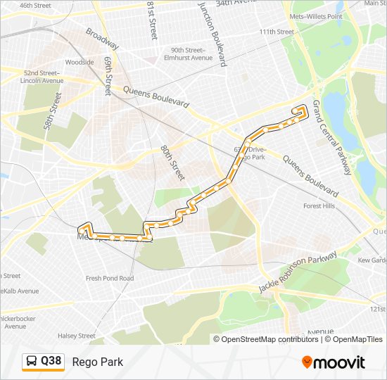 Ruta Q38: horarios, paradas y mapas - Rego Park (Actualizado)