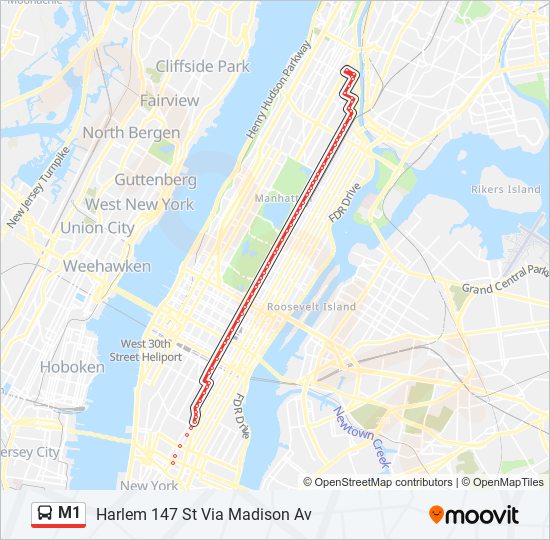 m1 Route: Schedules, Stops & Maps - Harlem 147 St Via Madison Av (Updated)