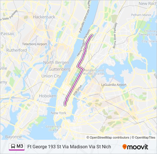 m3 Route: Schedules, Stops & Maps - Ft George 193 St Via Madison Via St ...