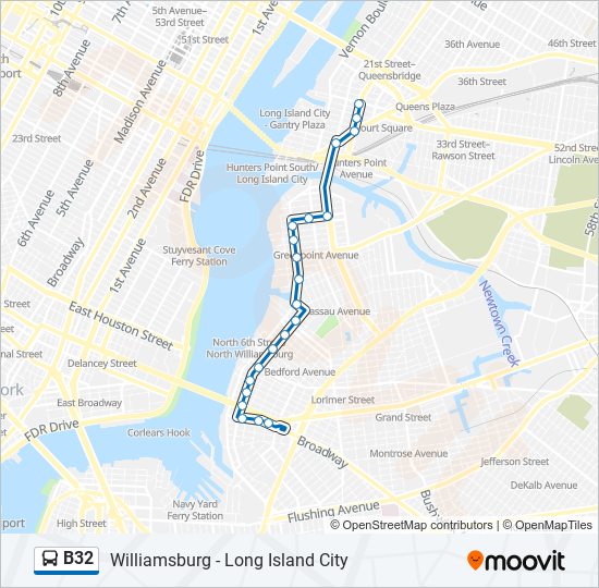 b32 Route: Schedules, Stops & Maps - Williamsburg Bridge Plaza (Updated)