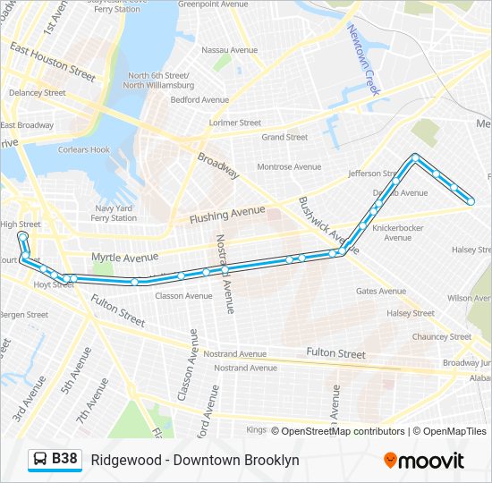 B38 Route: Schedules, Stops & Maps - Limited Downtown Bklyn Tillary St ...