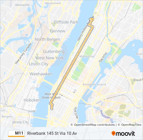 m11 Route: Schedules, Stops & Maps - Riverbank 145 St Via 10 Av (Updated)