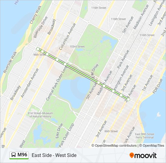 m96 Route: Schedules, Stops & Maps - East Side 1 Av Crosstown (Updated)