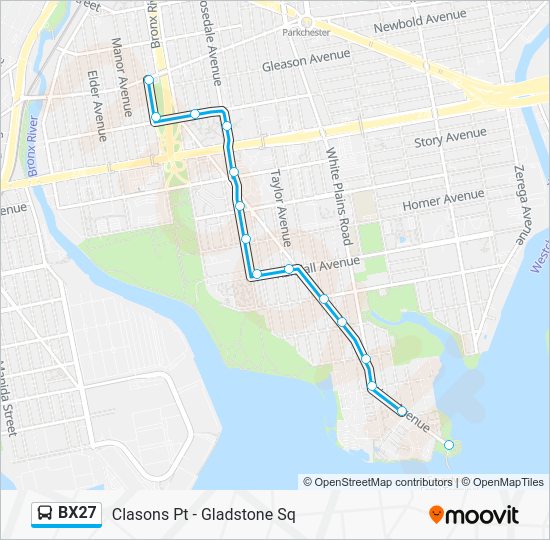 Ruta BX27: horarios, paradas y mapas - Westchester Av (Actualizado)