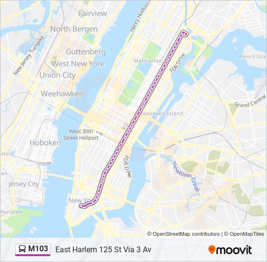 m103 Route: Schedules, Stops & Maps - East Harlem 125 St Via 3 Av (Updated)