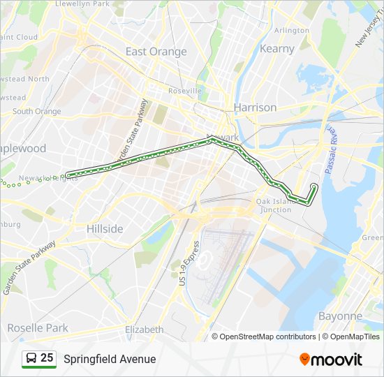 Ruta 25: horarios, paradas y mapas - Springfield Ave Essex County ...