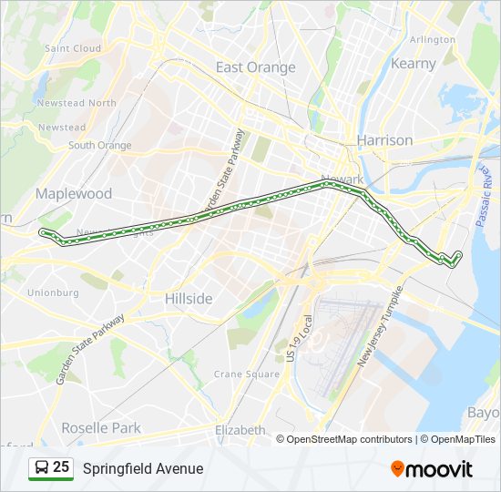 25 Route: Schedules, Stops & Maps - Springfield Avenue Newark Doremus ...