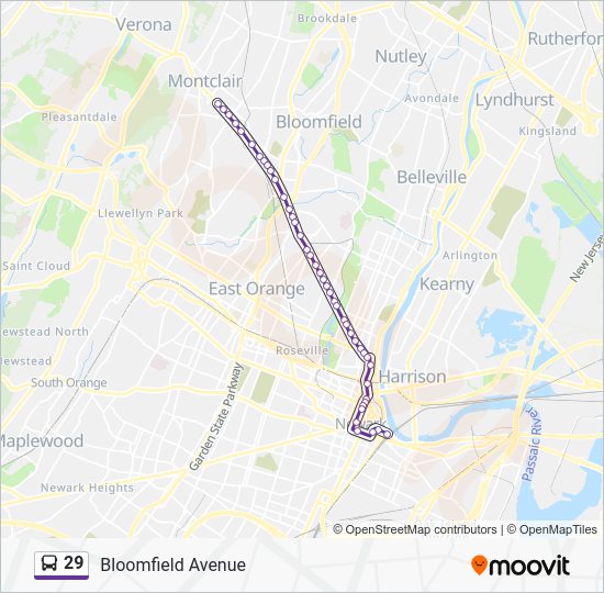29 Route: Schedules, Stops & Maps - Bloomfield Ave Montclair (Updated)