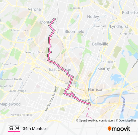 34 Route: Schedules, Stops & Maps - 34m Montclair (Updated)